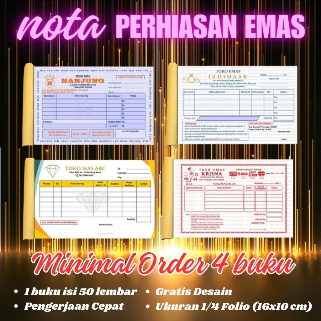 Jual Nota toko mas custom atau nota toko gratis desain | Shopee Indonesia