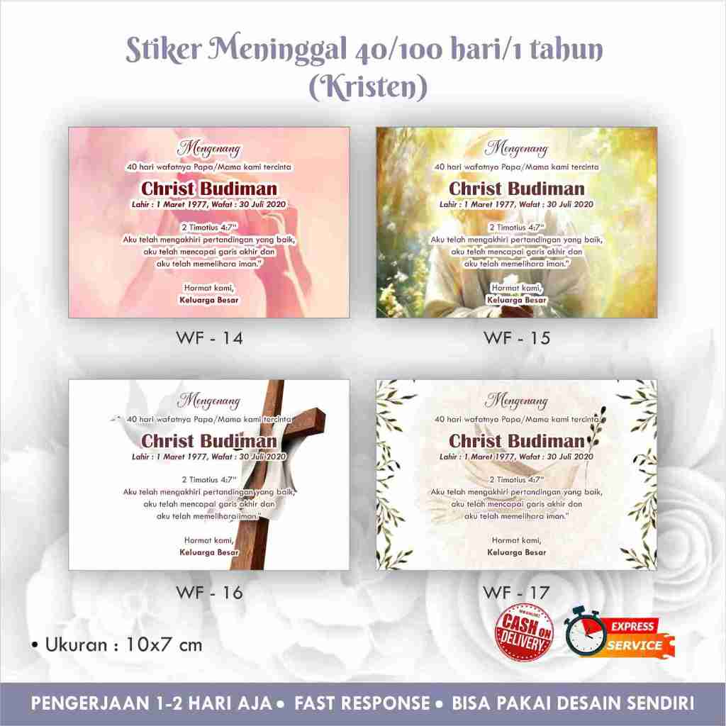 Jual [20 pcs] Stiker Meninggal Kristen / Katolik mengenang 7/ 40/100 ...