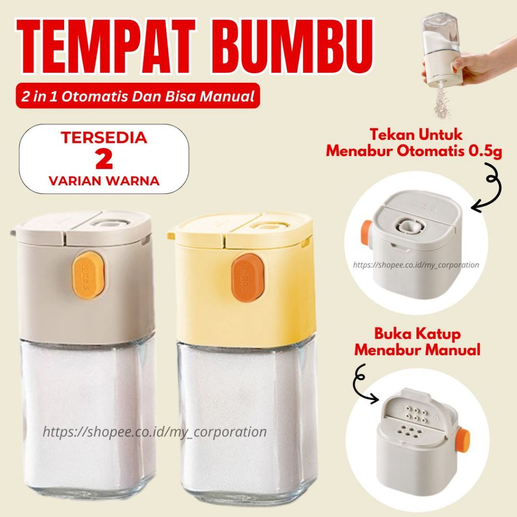 Jual Tempat Bumbu Garam Lada Botol Press 2 in 1 Otomatis dan Manual ...