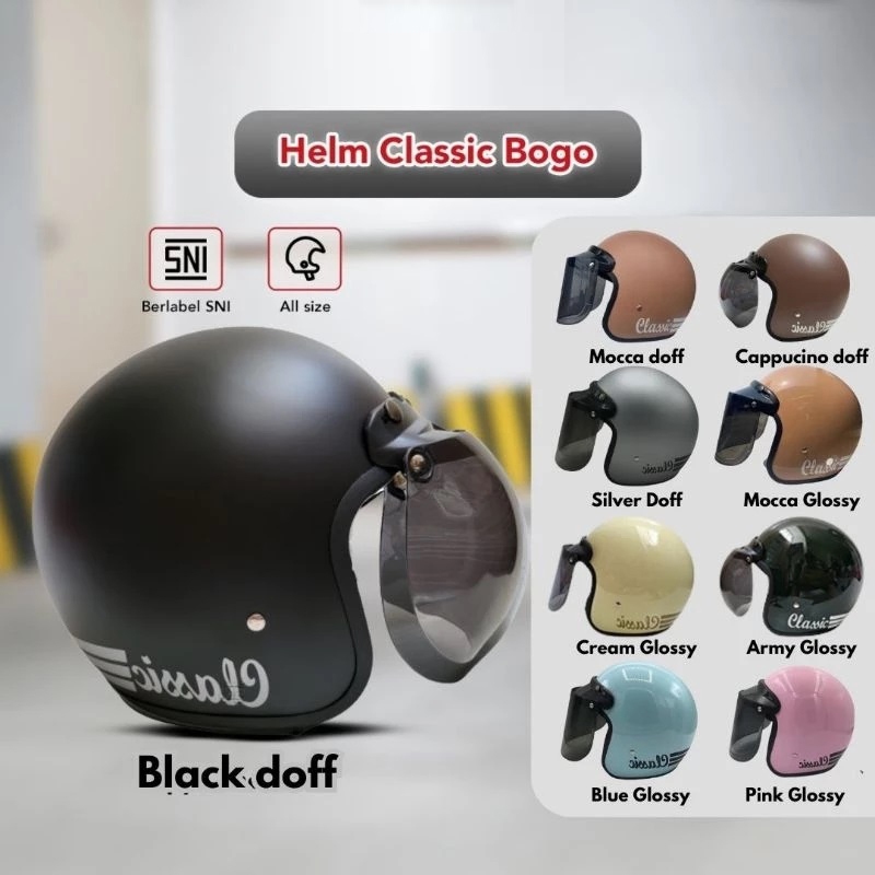 Jual Helm Bogo Classic Dewasa Original SNI Pria dan Wanita Retro Style ...