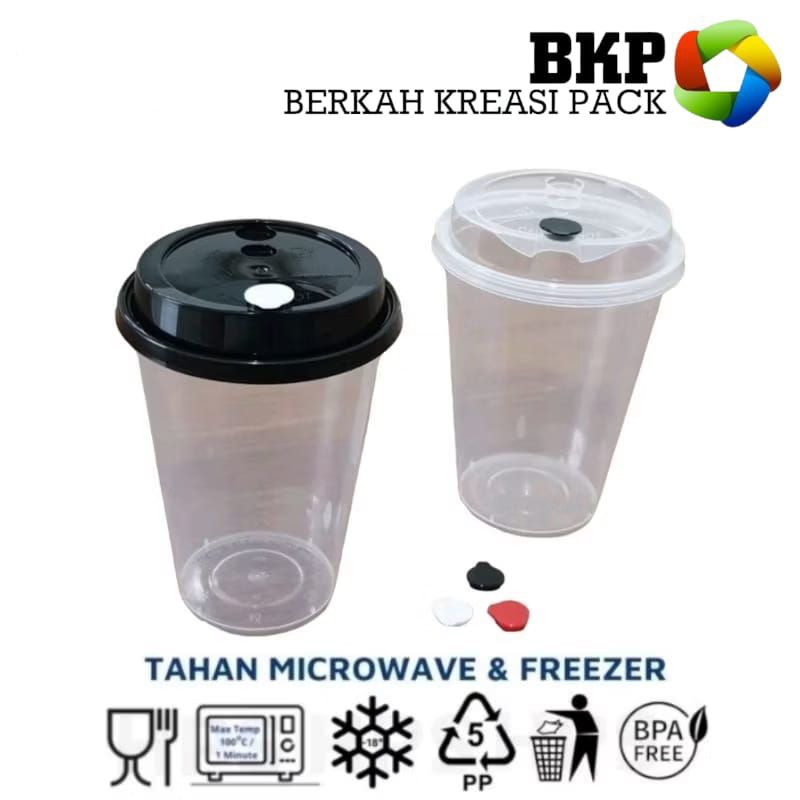 Jual Gelas Plastik / Gelas Cup PP Injection Datar LID / Tutup Pisah 12 ...