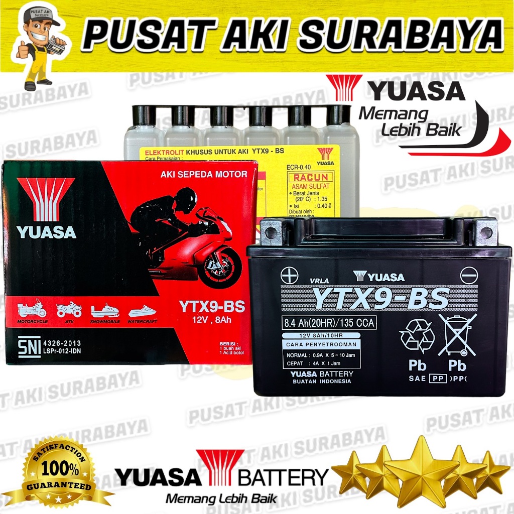 Jual KUALITAS ORIGINAL YUASA YTX9 8 AH HONDA KAWASAKI KYMCO SUZUKI YAMAHA PIAGGIO TVS TRIUMPH ...