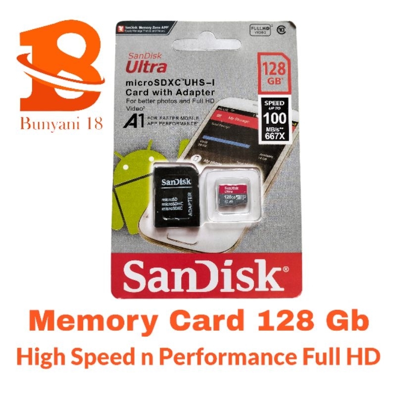 Jual MEMORY CARD SANDISK 128 GB BARU FULL HD | Shopee Indonesia