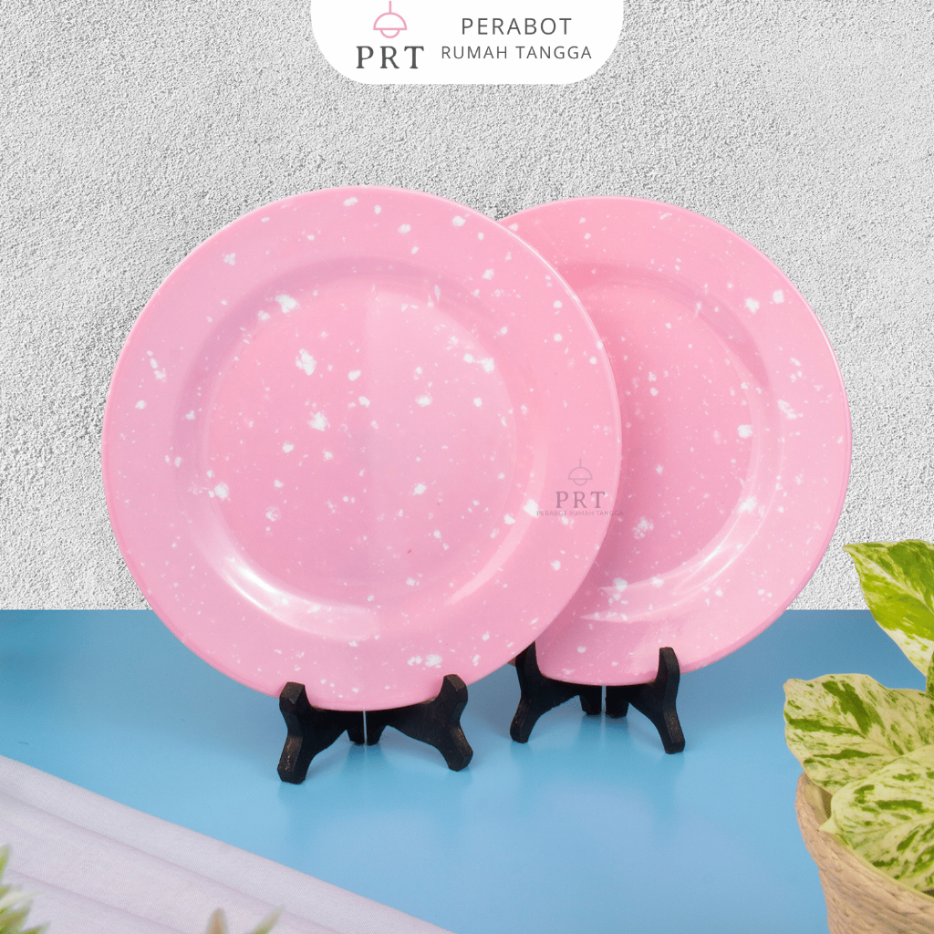 Jual Piring Bulat Dangkal Soft Pink Melamin Tebal Tahan Panas | Shopee ...