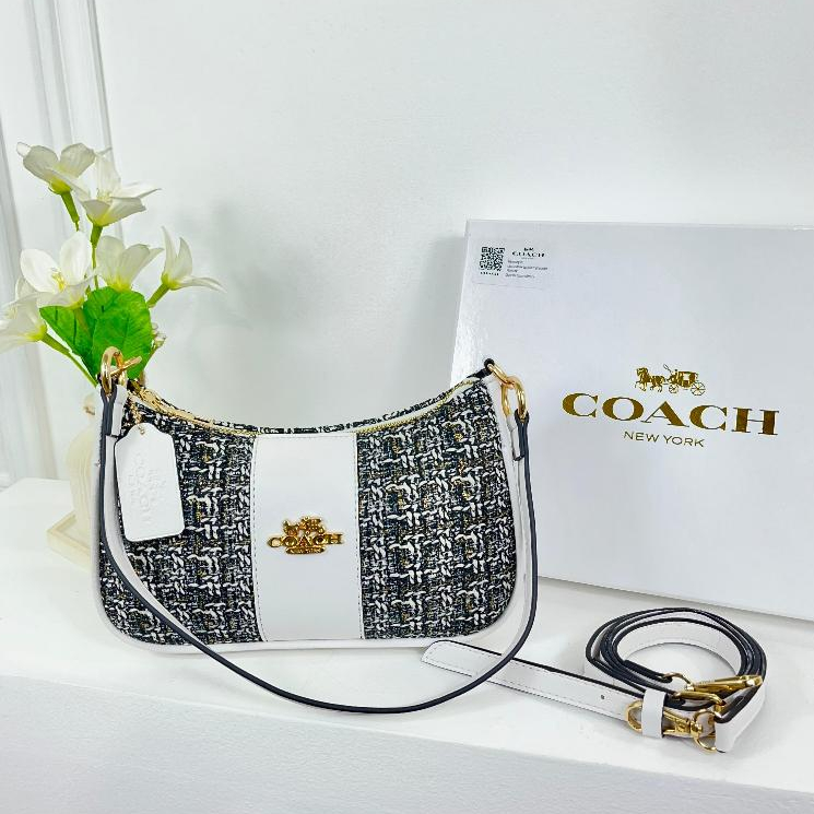 Jual Free Box !!! Tas Swinger 2 Tali Signature C0ACH Plat Tweed Halus ...