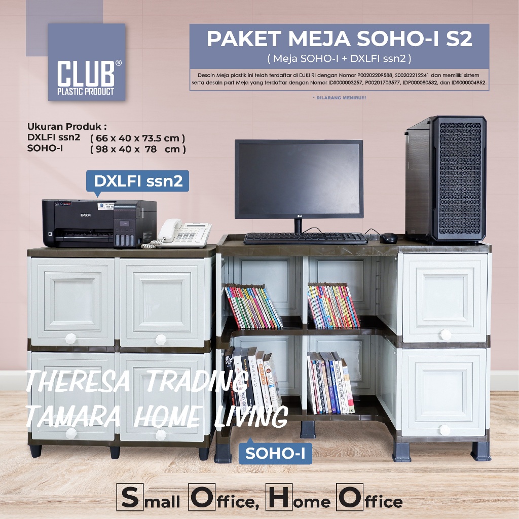 Jual MEJA BELAJAR MEJA KANTOR MEJA KERJA + DI LENGKAPI LEMARI CLUB SOHO TWO SERIES UNITED DESIGN ...