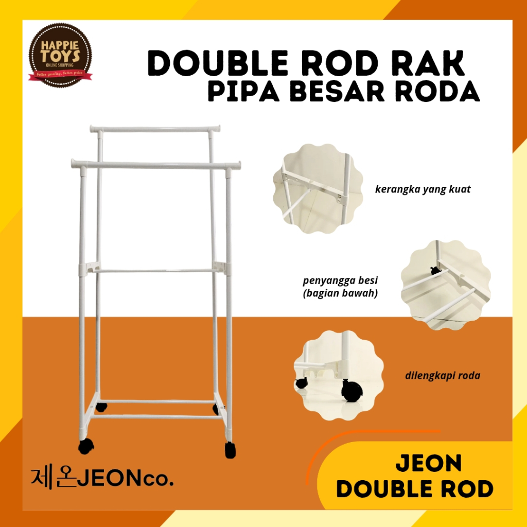 Jual DOUBLE ROD RACK Pipa Besar Gantung 2 Lapis Rak Baju Serbaguna ...