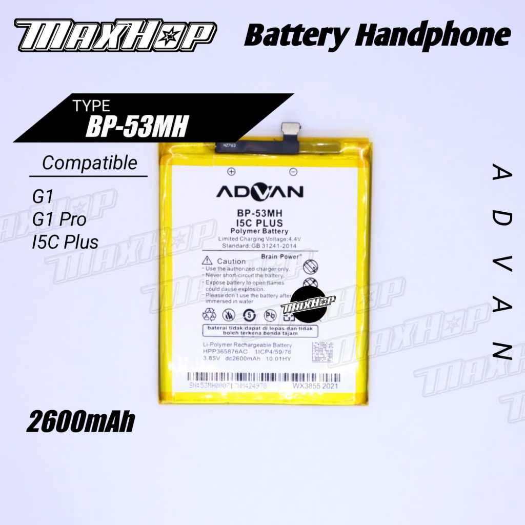 Jual Baterai Advan G1 / G1 Pro / I5C Plus Original OEM Batre BP-53MH Battery Handphone I5C Plus ...