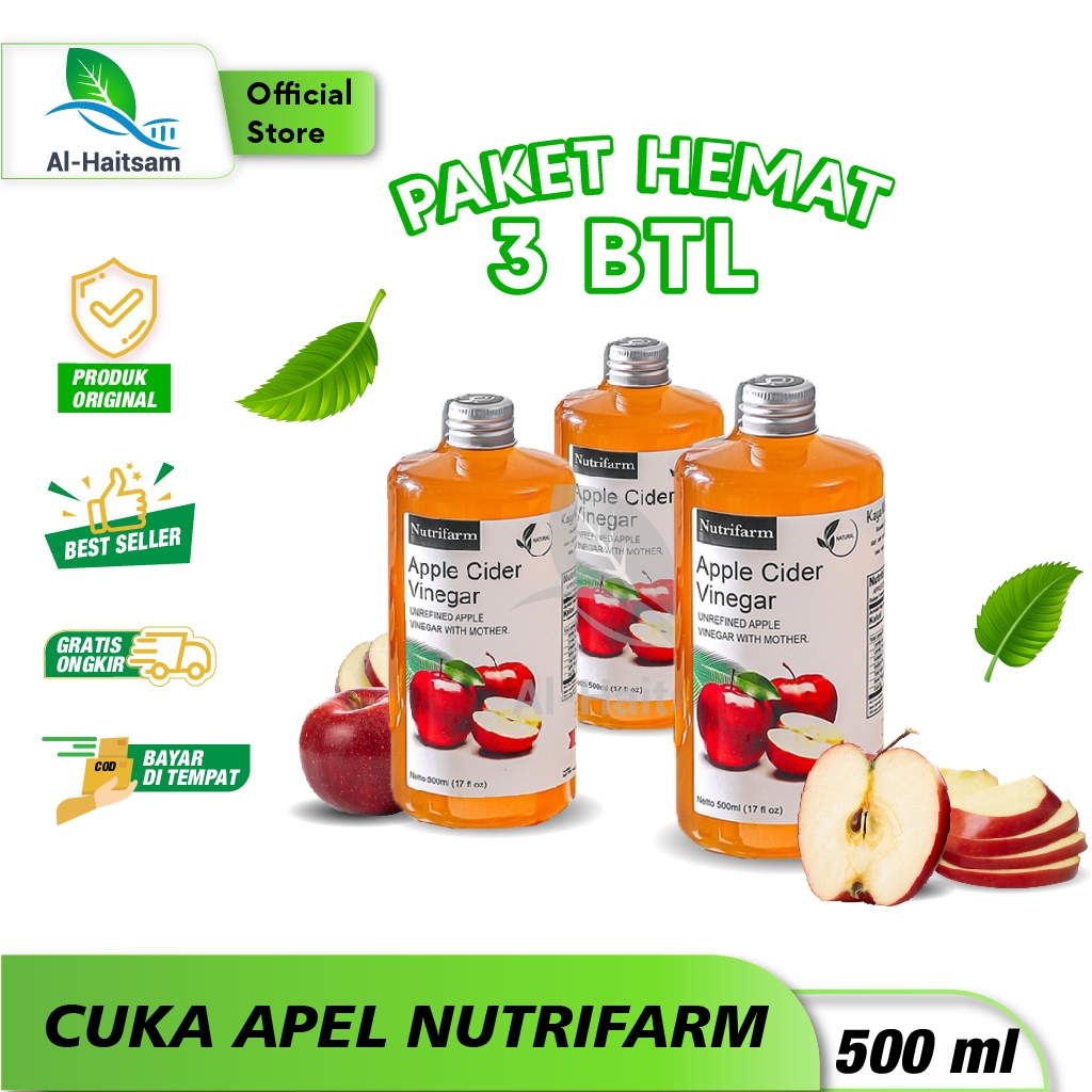 Jual Paket 3 botol Cuka Apel Nutrifarm 500ml | Shopee Indonesia
