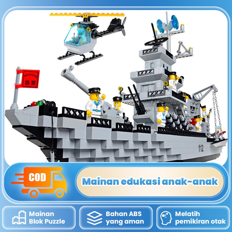 Jual Mainan balok konstruksi model kapal perang besar berbentuk kapal ...