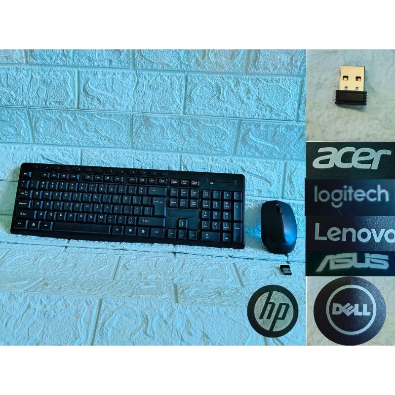 Jual keyboard mouse wireless tanpa kabel murah 2 alat satu dongle atau ...