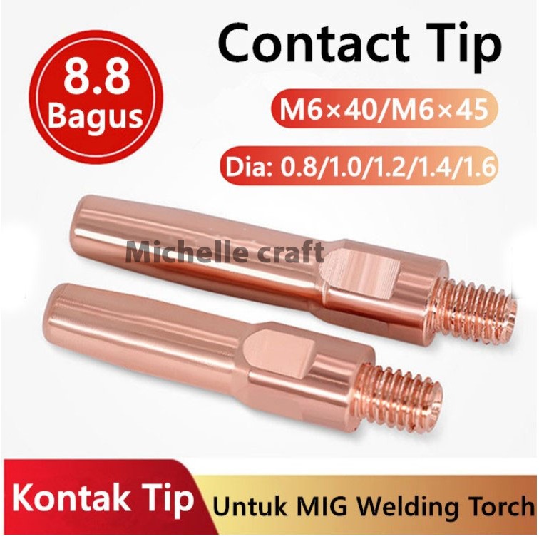 Jual Contact Tip kontak TIP M6x40mm/ M6x45mm (0.8/1.0/1.2/1.6mm) alat ...