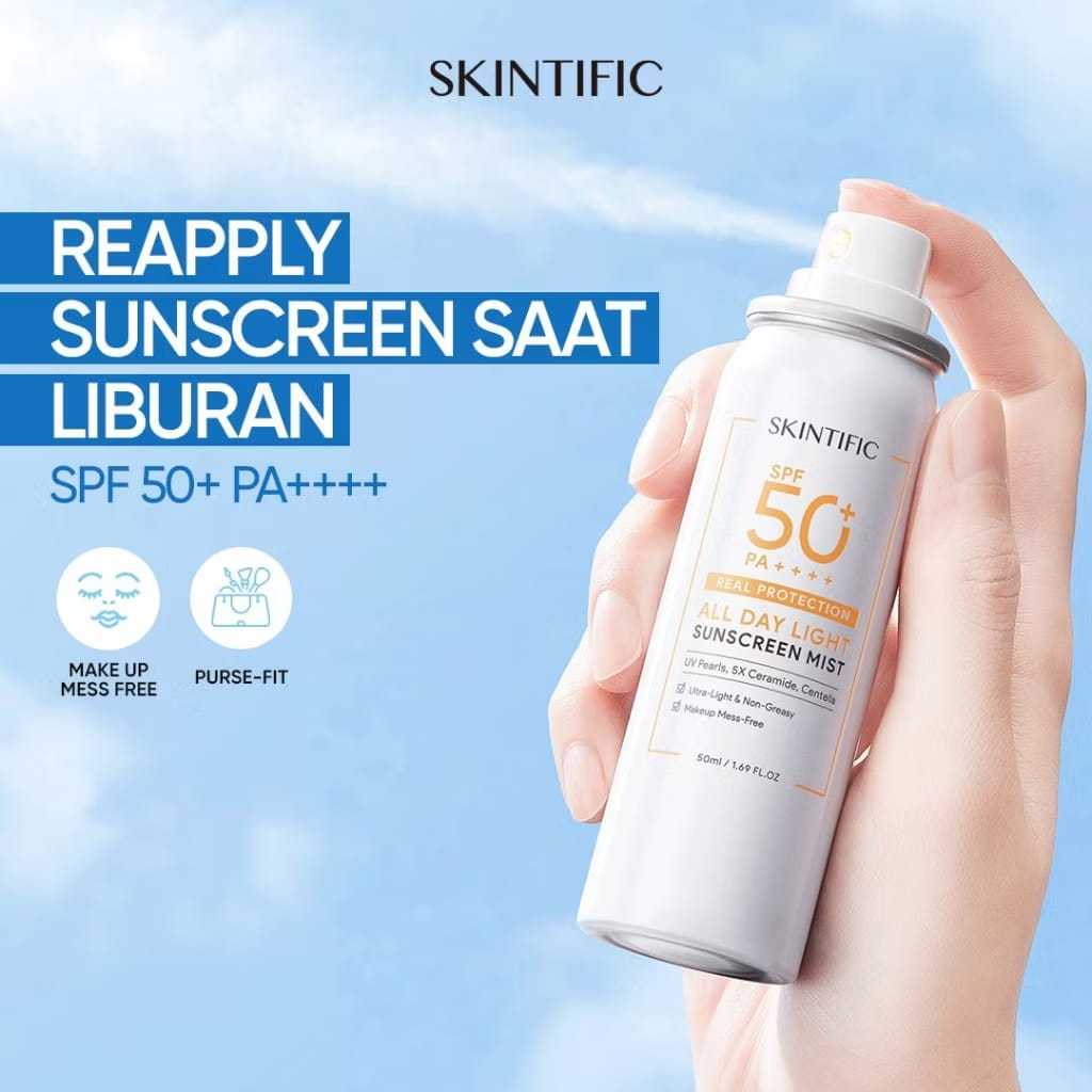 Jual SKINTIFIC - All Day Light Sunscreen Mist SPF 50 PA++++ 50ml | Shopee Indonesia