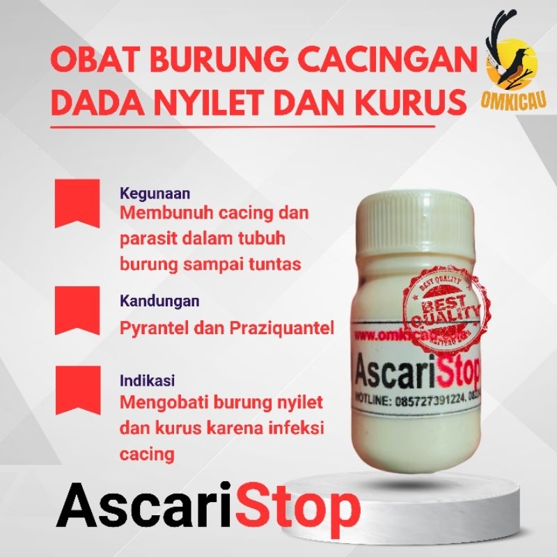 Jual Ascari Stop Om Kicau Obat Burung Cacingan Kurus Lemas dan Dada ...