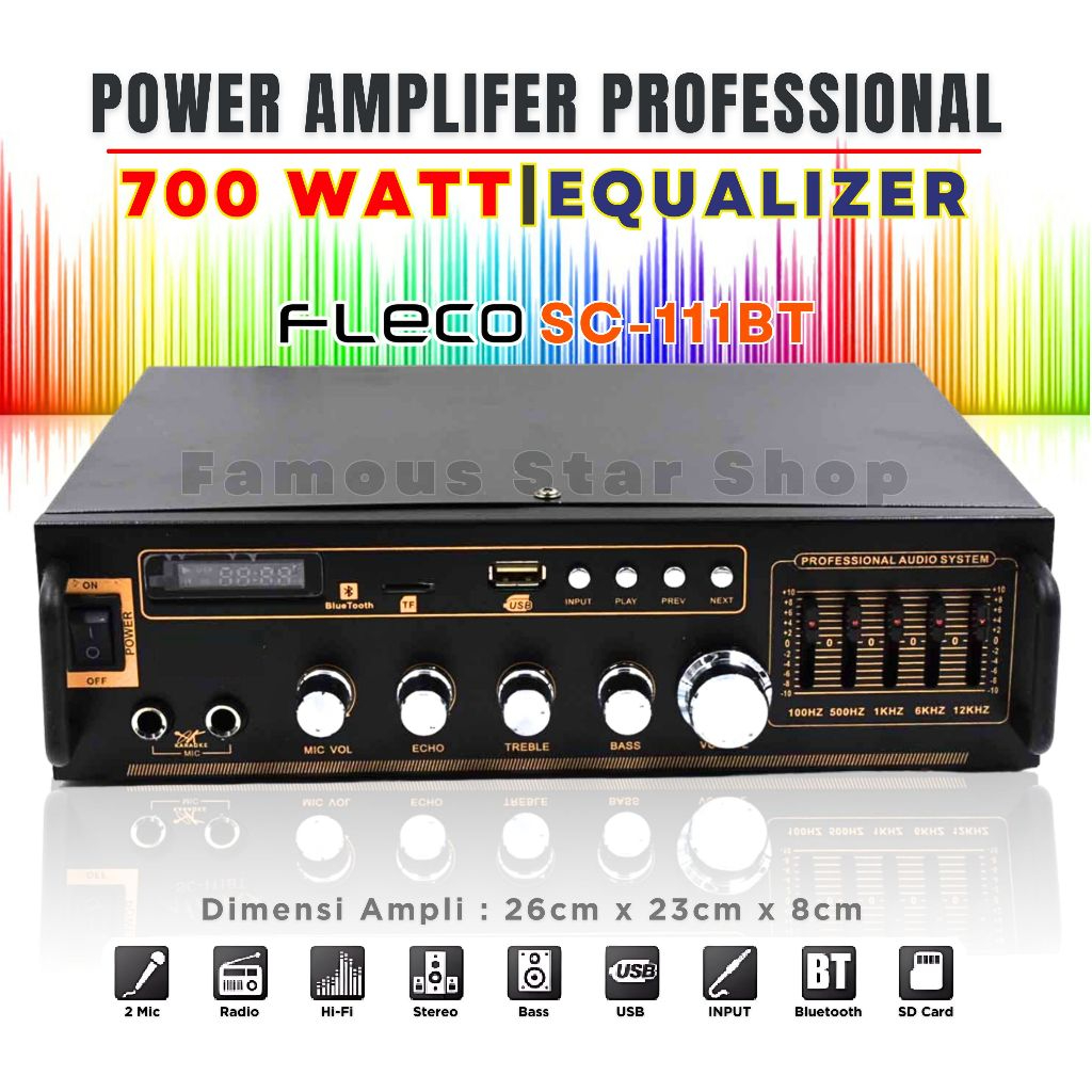 Jual Power Amplifier Daya 700 Watt Full Bass Fleco SC-111BT Audio ...