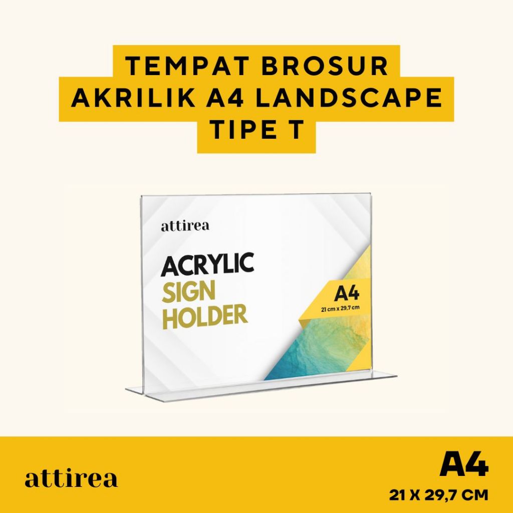 Jual Tempat Brosur Akrilik A4 Landscape - Tipe T | Tent Holder Standing ...