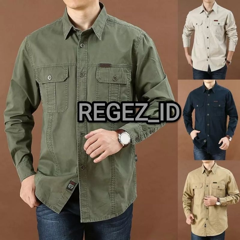 Jual kemeja tactical pria lengan panjang/kemeja polos/kemeja Outdoor ...
