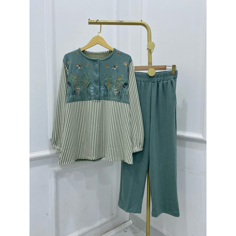 Jual SETCEL BORDIR GARDEN ONE SET KNIT JUMBO XXL BIGSIZE FLORAL MEWAH ...