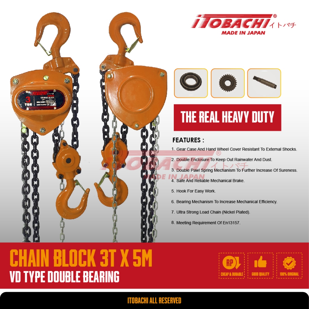 Jual Itobachi Chain Block 3 Ton x 5 Meter / Takel 3Ton x 5Meter ...