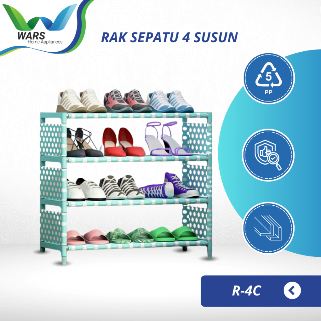 Jual WARS Lemari Rakit Sepatu 4 susun R-4C Bahan Non Woven | Shopee ...