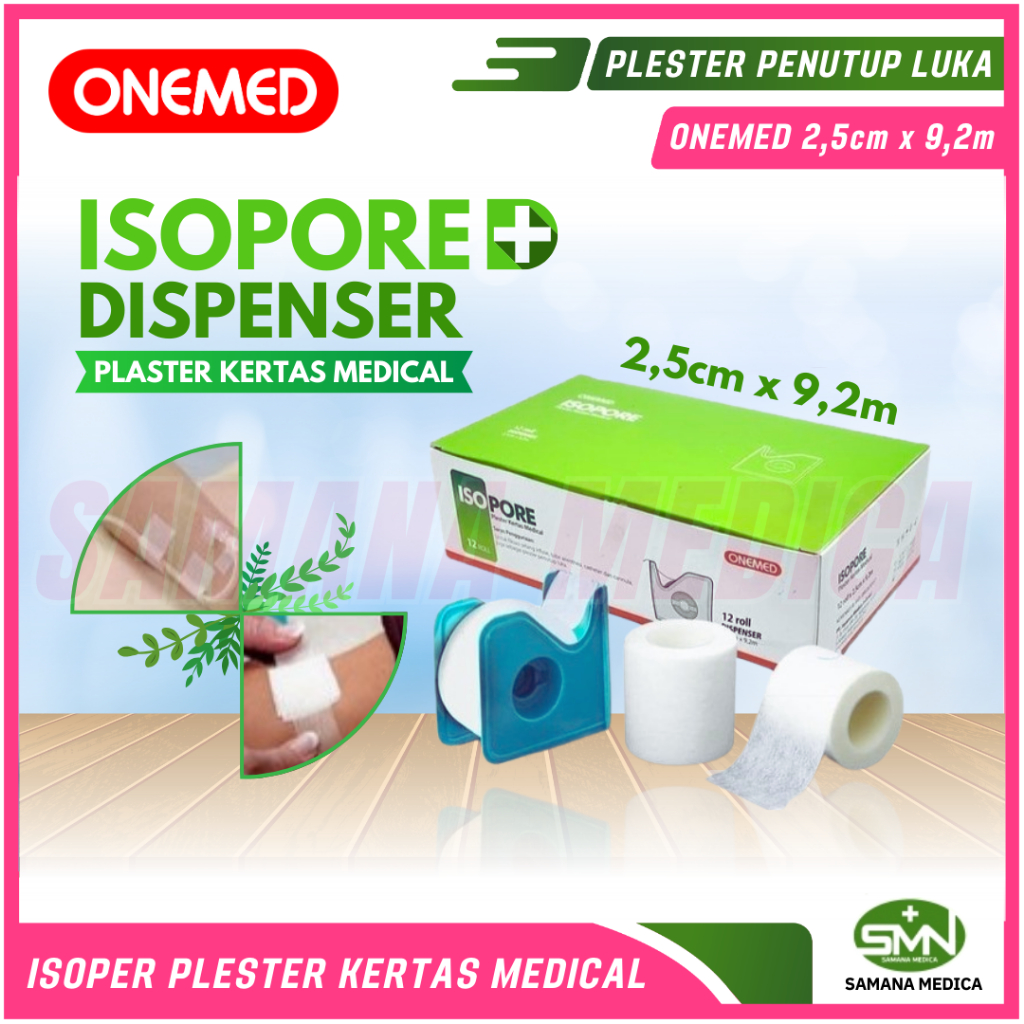Jual Isopore + Dispenser ONEMED Plaster Kertas Medis / Plaster Penutup ...