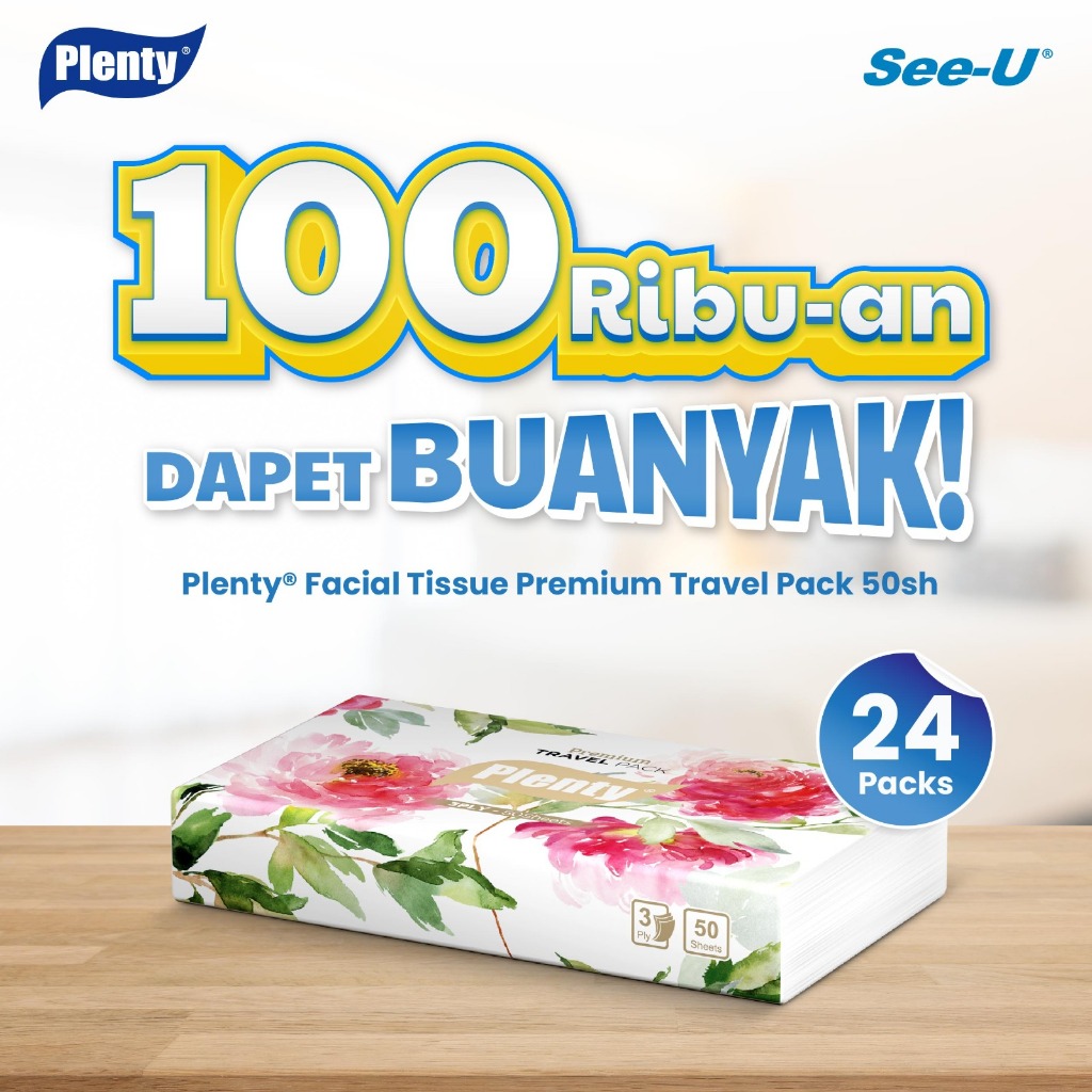 Jual Plenty Facial Tissue Premium Travel Pack 50sh (Bundle 24 Packs ...