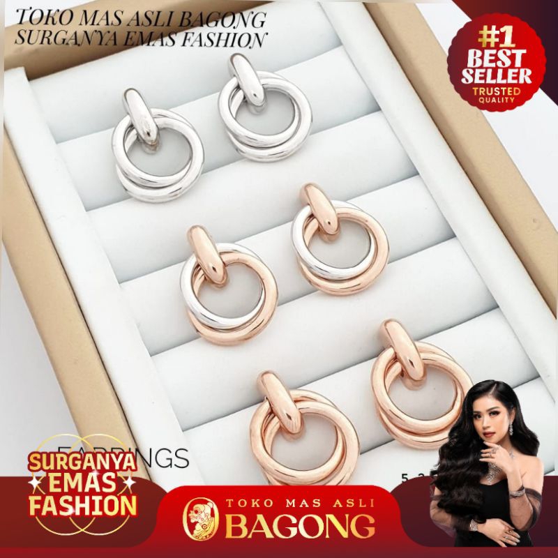 Jual ANTING FASHION TINDIK TRINITI 17K/750 - ASLI BAGONG GOLD BAGONG EMAS | Shopee Indonesia