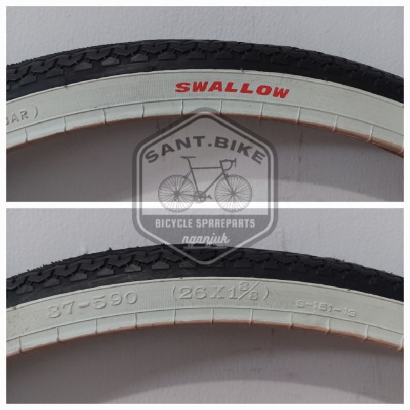Jual Ban Luar Sepeda SIERRA Ukuran 26 × 1 3/8 SWALLOW Hitam Putih | Shopee Indonesia