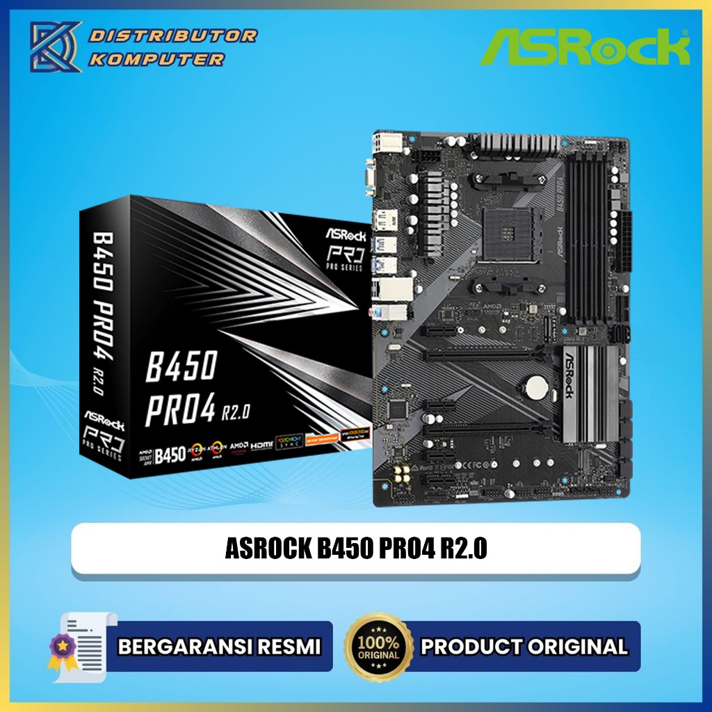 Jual ASROCK MOTHERBOARD B450 PRO4 R2.0 (AM4, AMD Promontory B450, DDR4 ...
