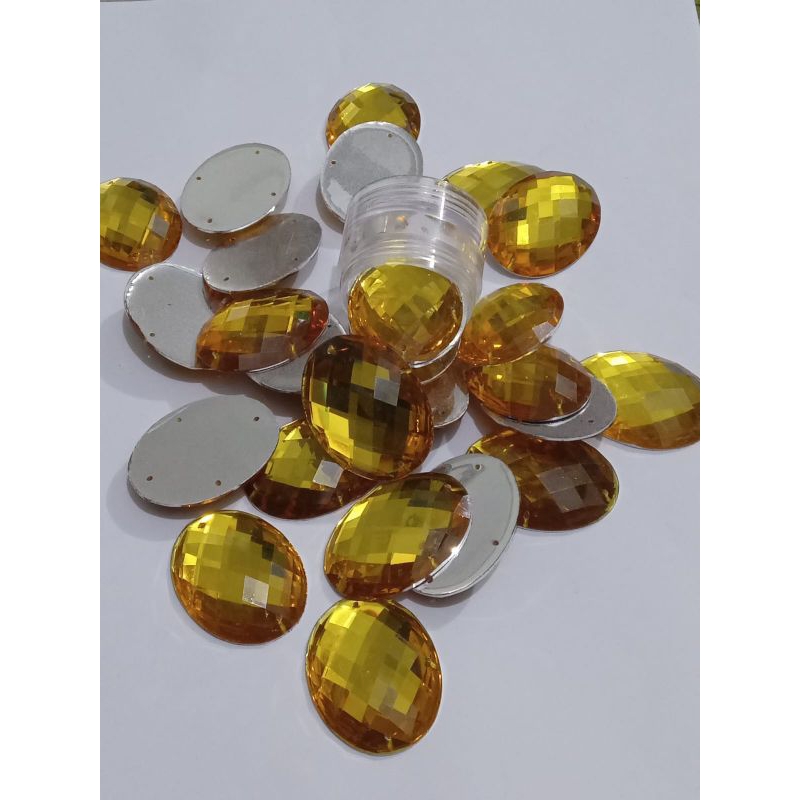Jual YELLOW SERIES DIAMOND PERMATA RESIN BENTUK OVAL 30X40 WARNA KUNING ...