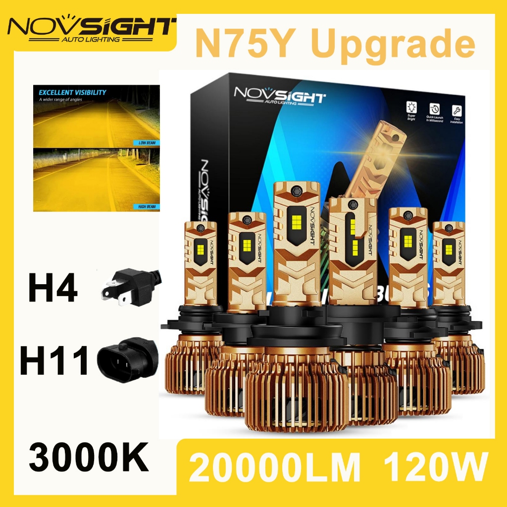 Jual Novsight N75Y Sepasang lampu kabut kuning super kuat 20000LM 120W 3000K versi upgrade lampu ...