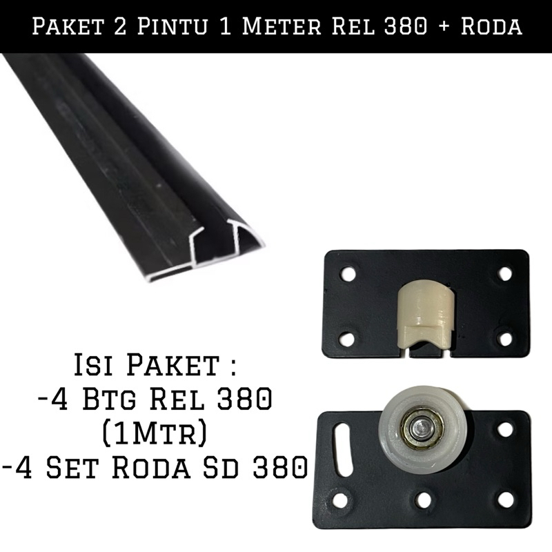 Jual (2 Pintu+1 Meter) Paket 4 Rel Timbul 380 Lenaga 1 Meter + 4 Set Roda SD 380 Pintu Lemari ...