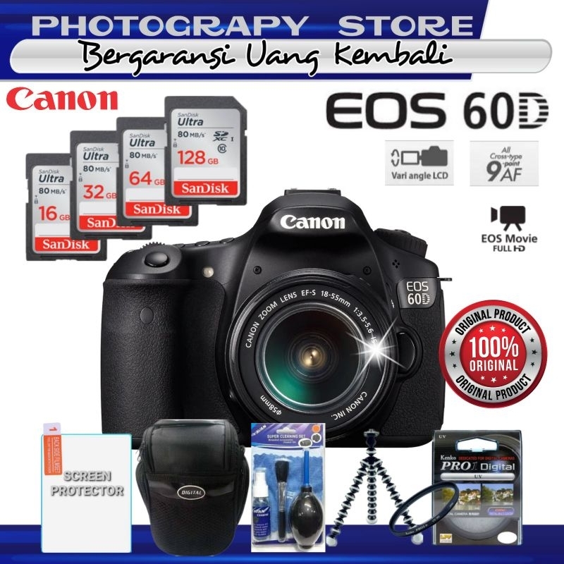 Jual CANON EOS 60D + LENSA 18-55MM IS II (PRODUK ASLI ORIGINAL) BARU ...