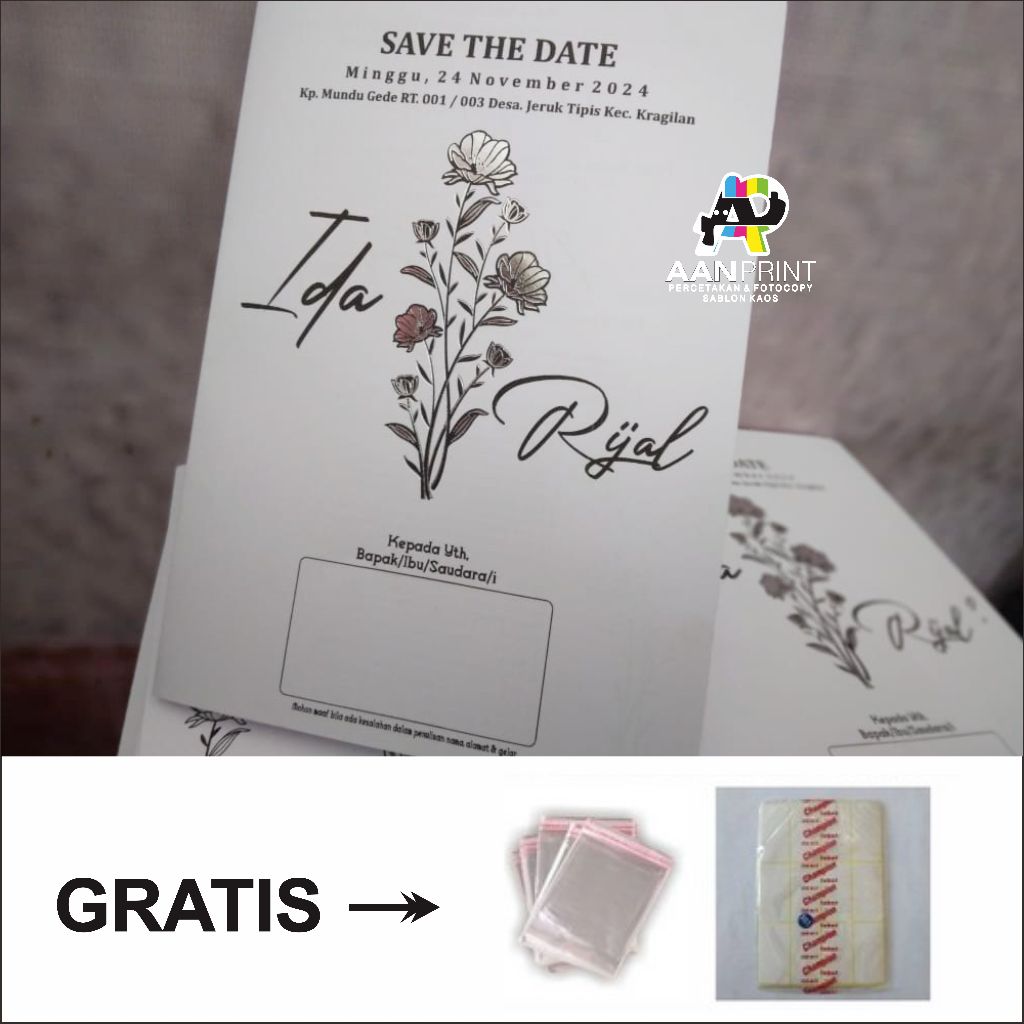 Jual CETAK undangan pernikahan erba 2519 gratis Plastik OPP dan Stiker ...