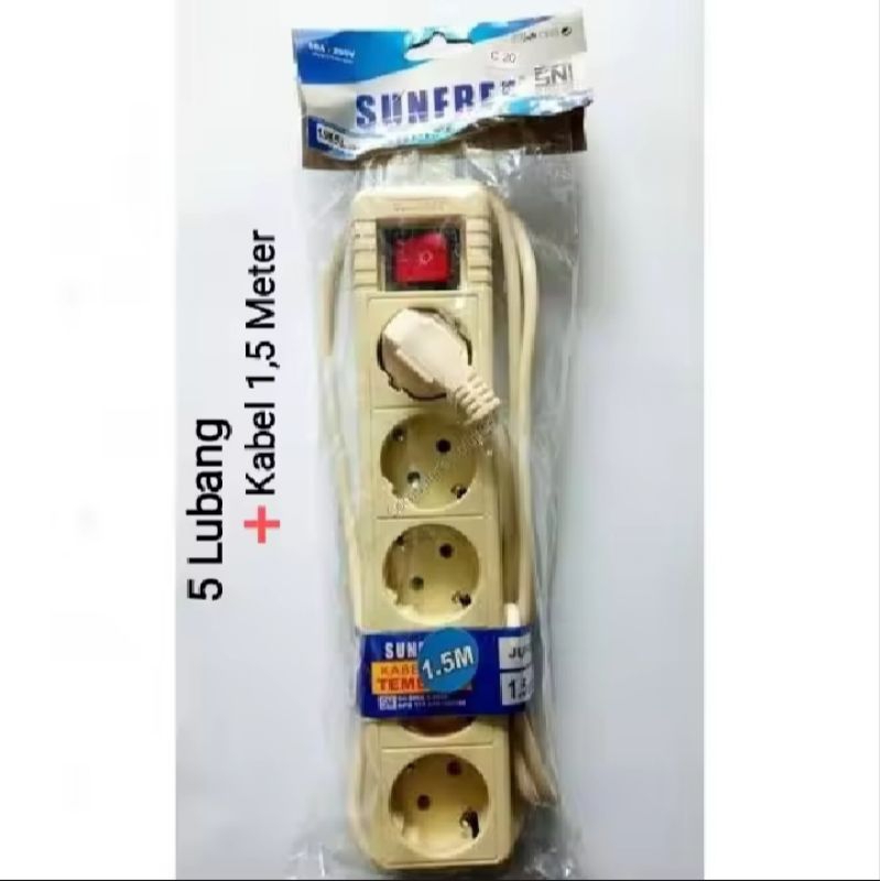 Jual SUNFREE Jupiter StopKontak 5 lubang Panjang Kabel 1,5 meter ...