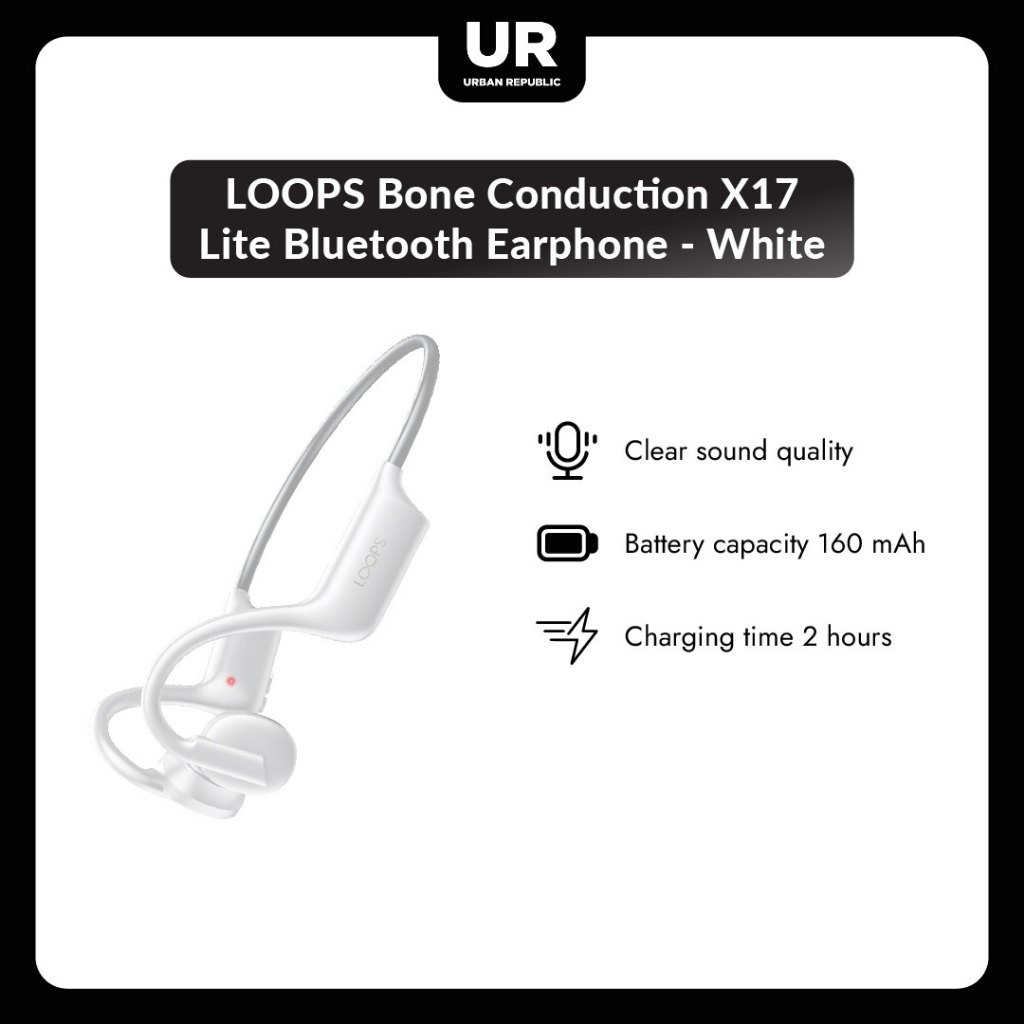 Jual LOOPS Bone Conduction X17 Lite Bluetooth Earphone - White | Shopee ...