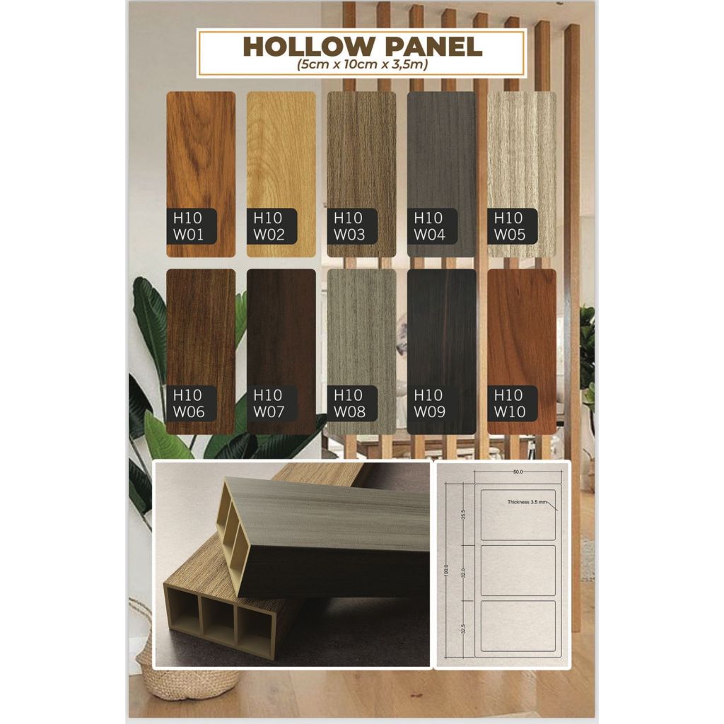 Jual PVC HOLLOW PANEL | SEKAT PARTISI 50 x 100 mm PANJANG 3,5M | Shopee ...