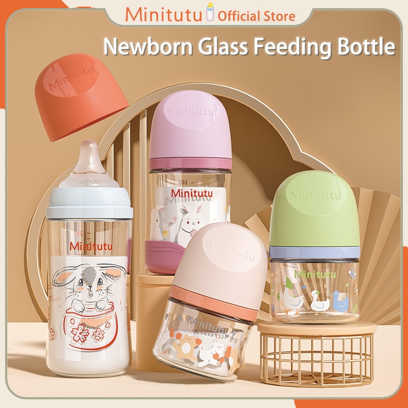 Jual Minitutu Botol Susu Kaca Seri Penggambaran Warna-warni 80ML/160ML/240ML untuk Bayi Baru ...