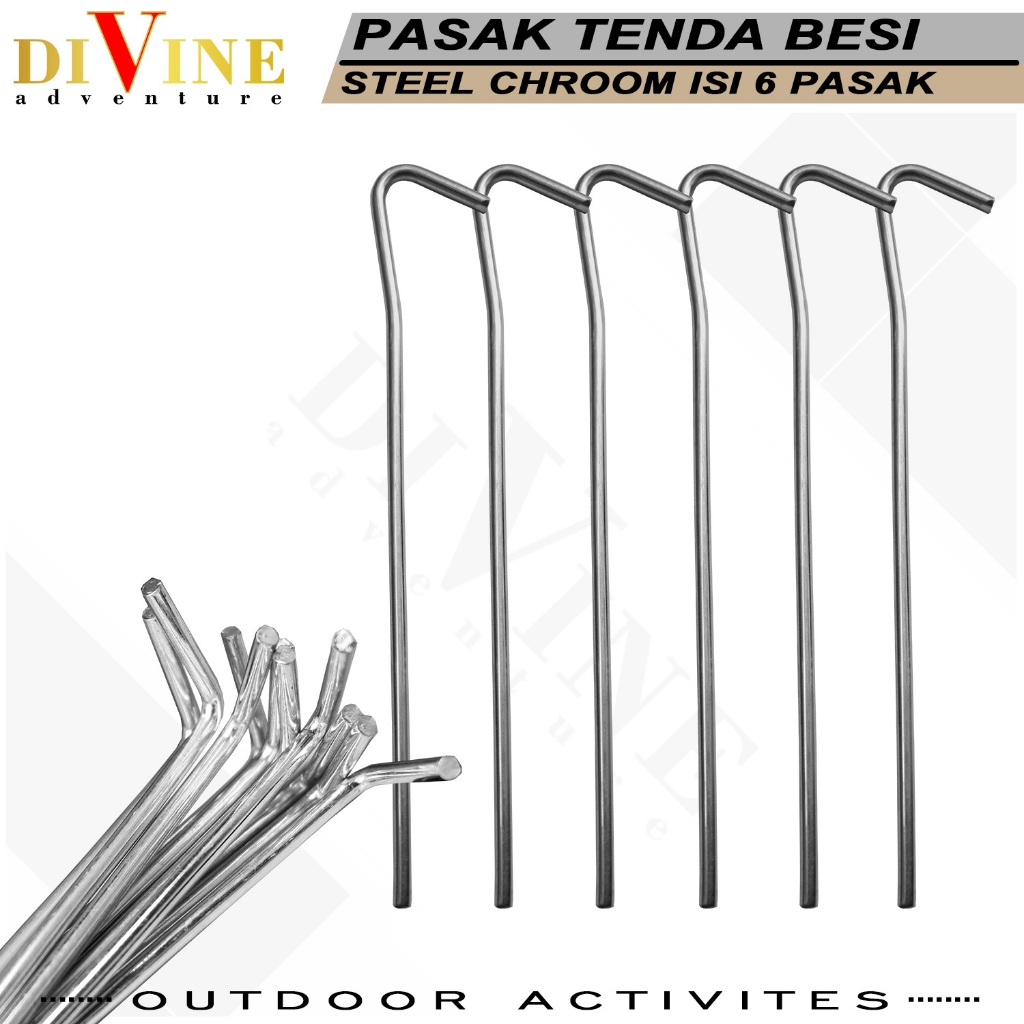 Jual pasak tenda besi steel lapis crhoom pasak besi nikel isi 6 pcs ...