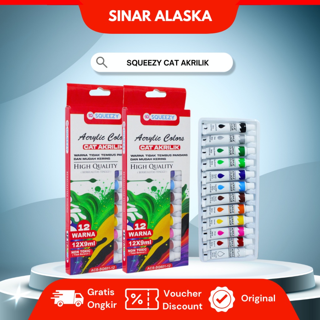 Jual Squeezy Cat Lukis Acrylic/ Cat Lukis Akrilik Squeezy 12 Warna 9 ml | Shopee Indonesia