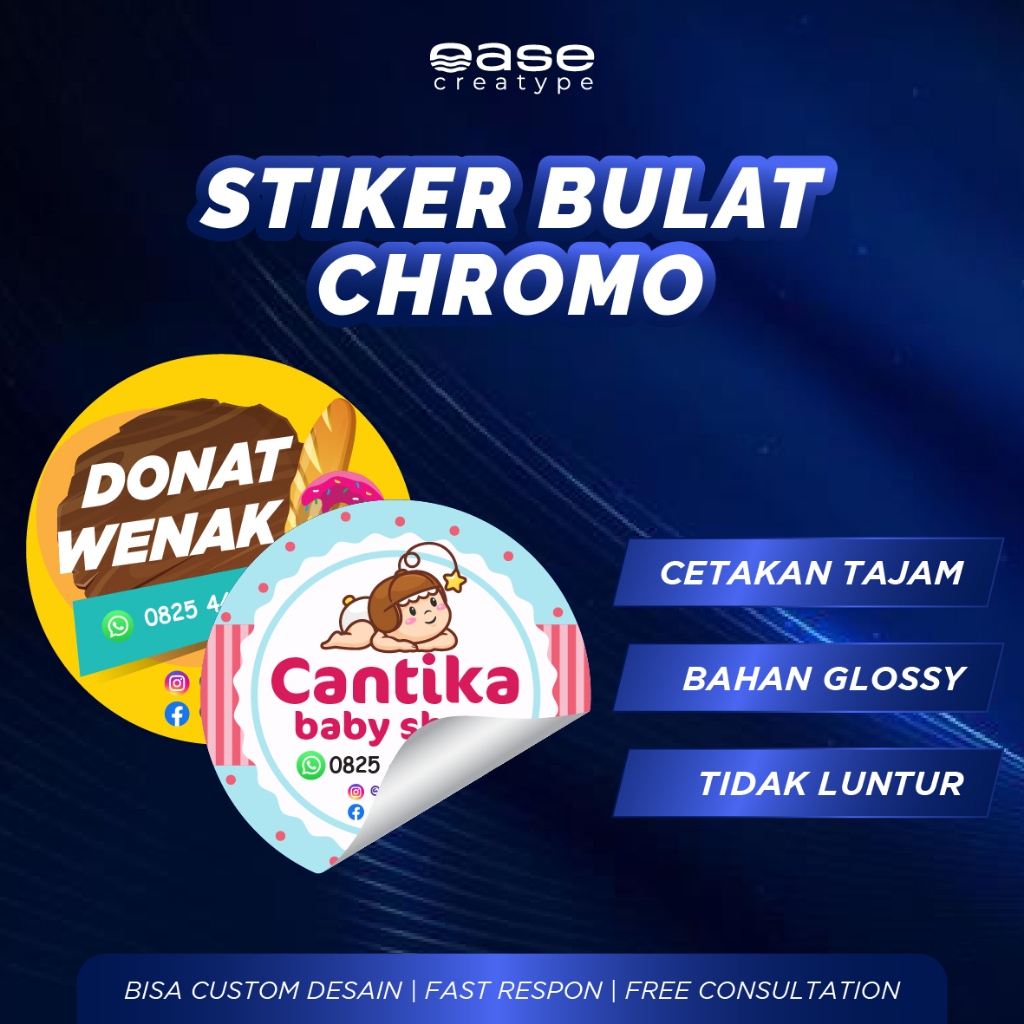 Jual cetak stiker / stiker bulat chromo / label stiker bulat / stiker ...