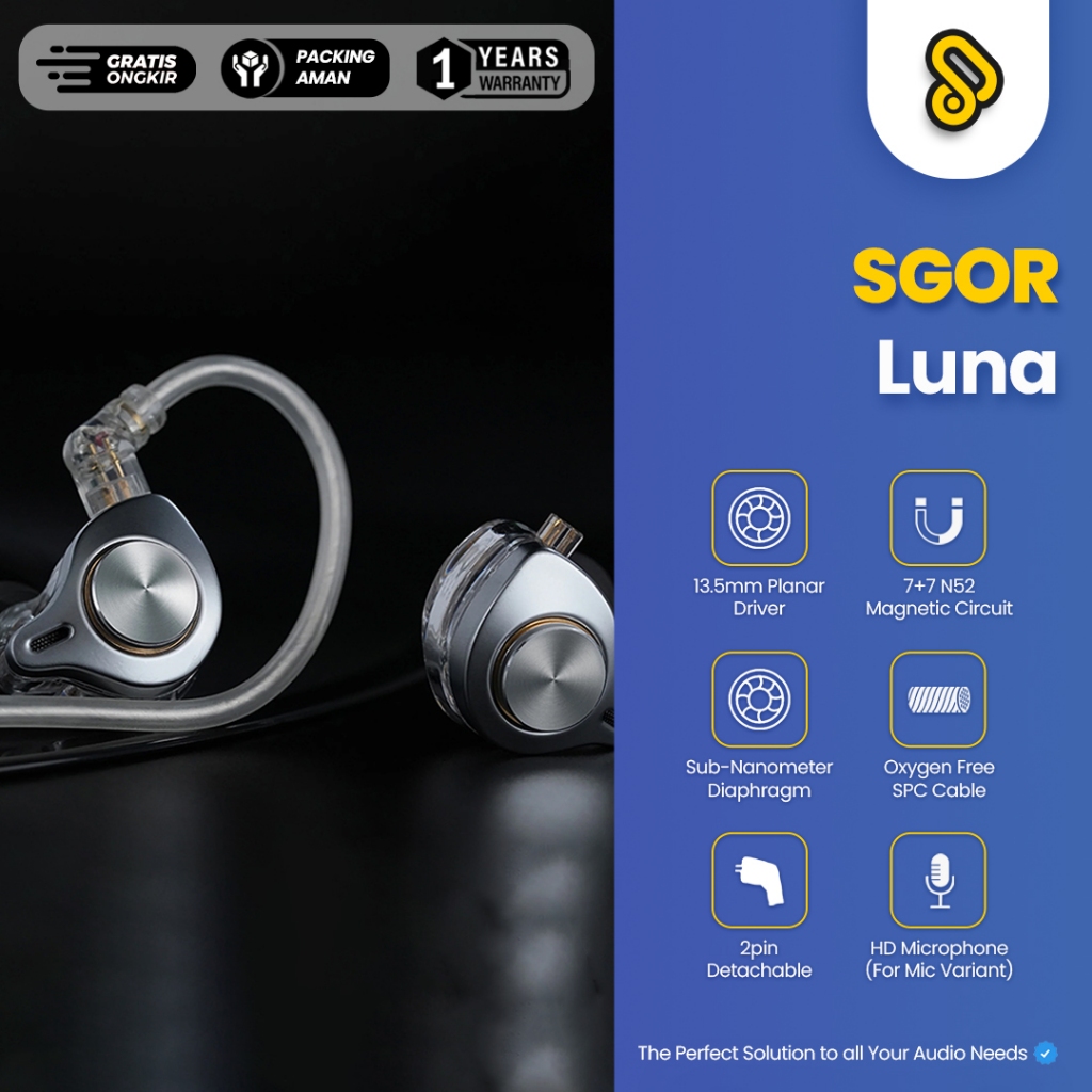 Jual SGOR Luna 13.5mm Planar Driver In Ear Monitor Earphone | Shopee ...