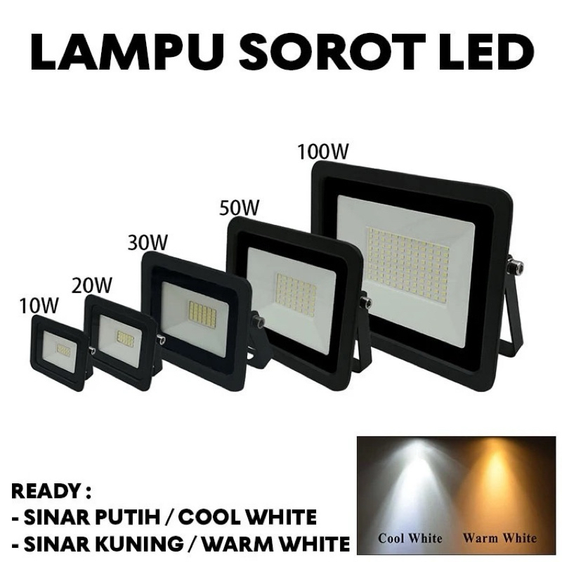 Jual Lampu Sorot LED 10W 20W 30W 50W 100W 200W / Outdoor / Tembak / Panggung / Lapangan / Taman ...