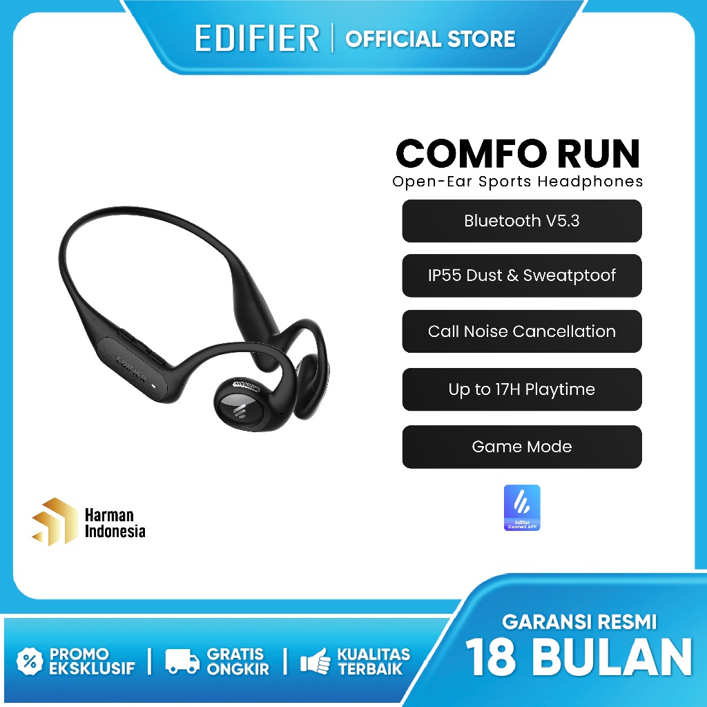 Jual EDIFIER COMFO RUN Open-Ear Sport Headphone | Shopee Indonesia