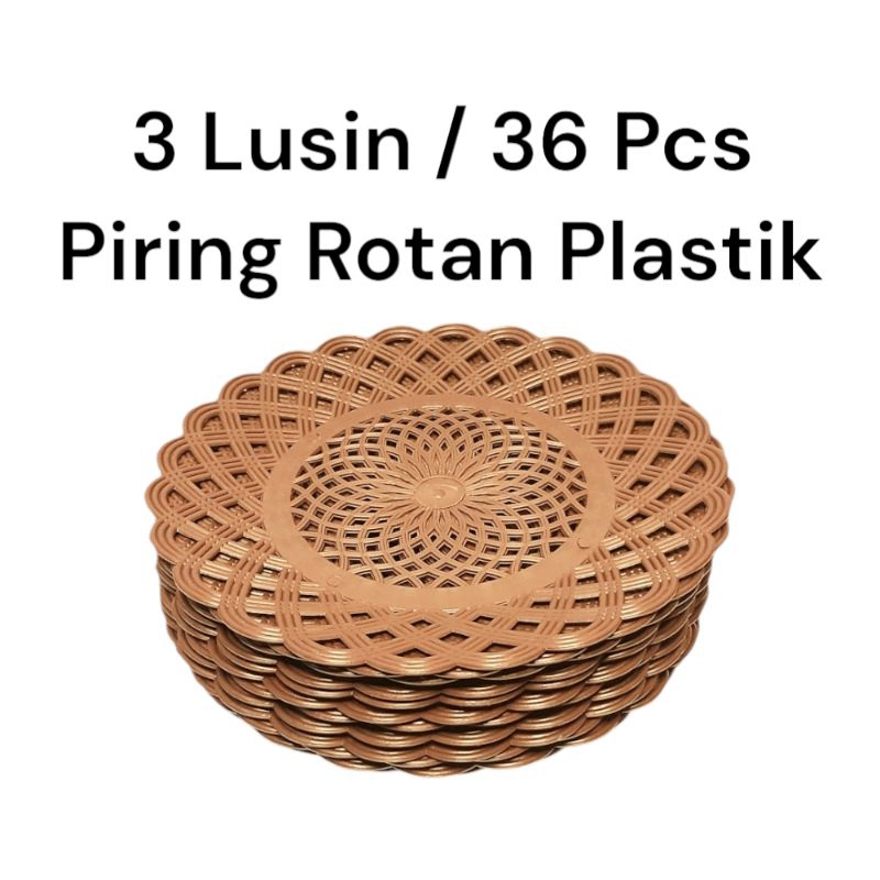 Jual 36 Pcs / 3 Lusin Piring Rotan Plastik Tebal / Piring Rotan Plastik ...