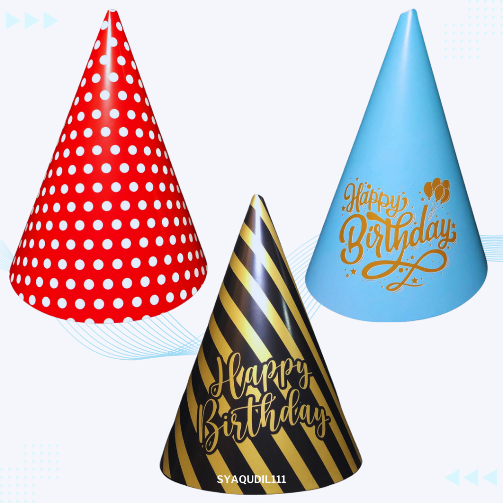 Jual (Isi 10 Pcs) Topi Kerucut Ulang Tahun Polkadot / Topi Pesta Ultah ...