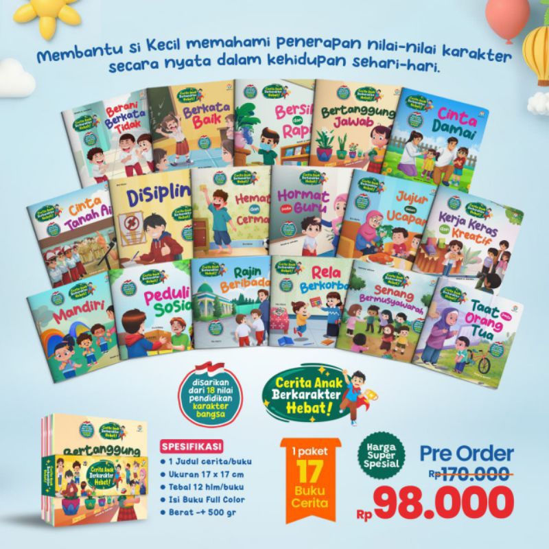 Jual Ziyadbooks Cerita Anak Berkarakter Hebat | Buku Cerita Pendidikan TK PAUD isi 17 buku ...
