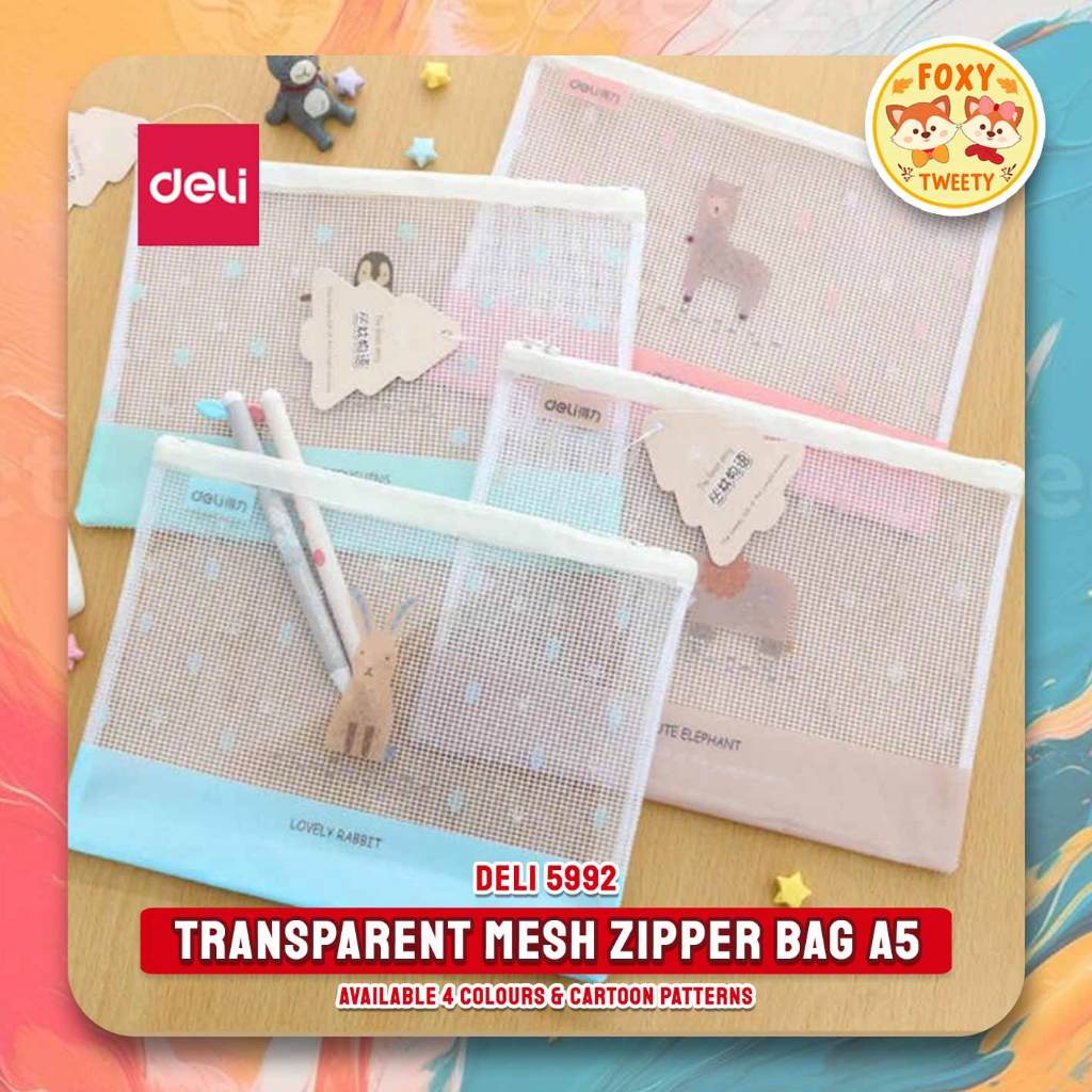 Jual Deli Transparent Mesh Zipper Bag Map Cartoon Patterns / Tas ...