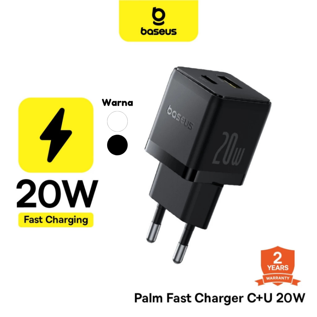 Jual Baseus Palm C+U 20W Kepala Charger Dual Port Type-C & USB-A Fast Charging Batok Kepala ...