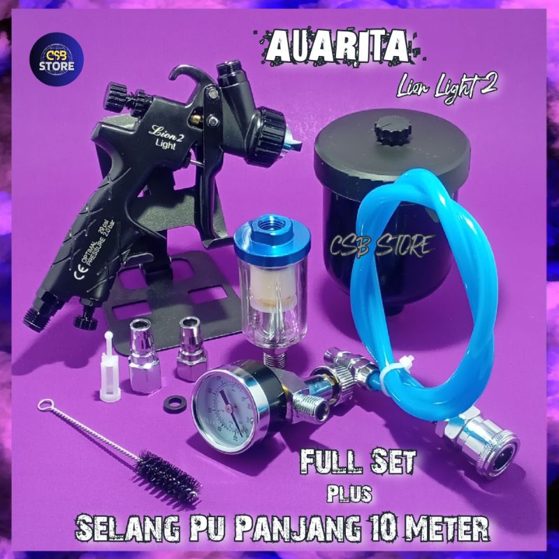Jual Spray Gun Set Auarita Mini Lion Light 2 Plus Selang Pu Od 8x5 ...